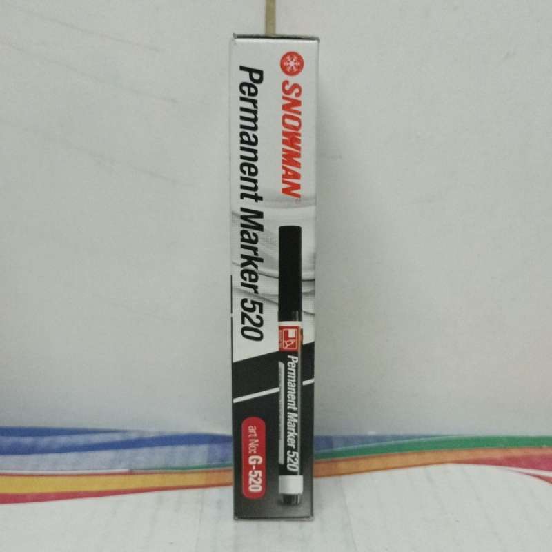 Jual Spidol Permanen Snowman G520 Hitam Permanent Marker / 1 Pack = 12 ...