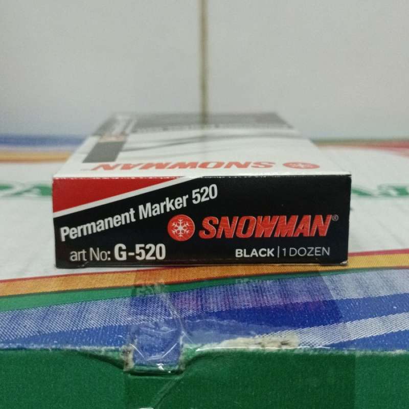 Jual Spidol Permanen Snowman G520 Hitam Permanent Marker / 1 Pack = 12 ...