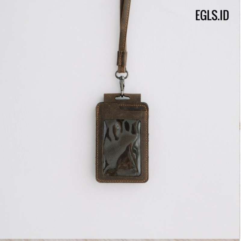 Jual Landyard Sean Id Card Name Tag Kulit Sapi Asli Card Holder Double ...