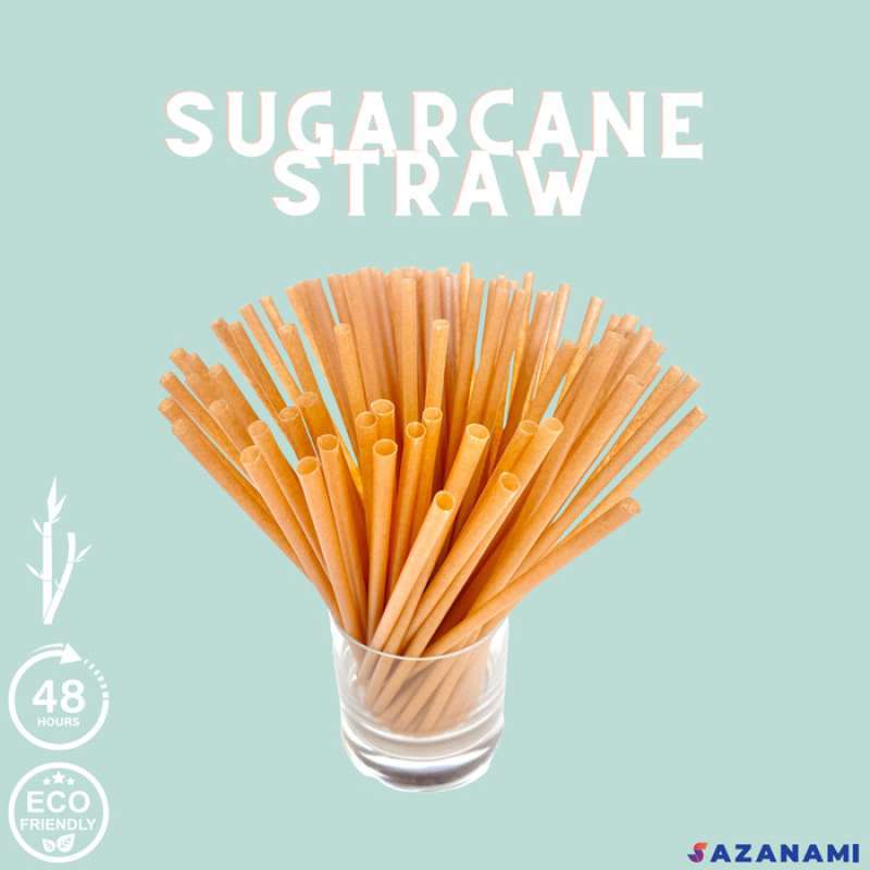Promo Sugarcane Straw 6mm 8mm 12mm Sedotan Tebu 21cm Not Paper Straw 100pcs Baru - 8mm Diskon 38 ...