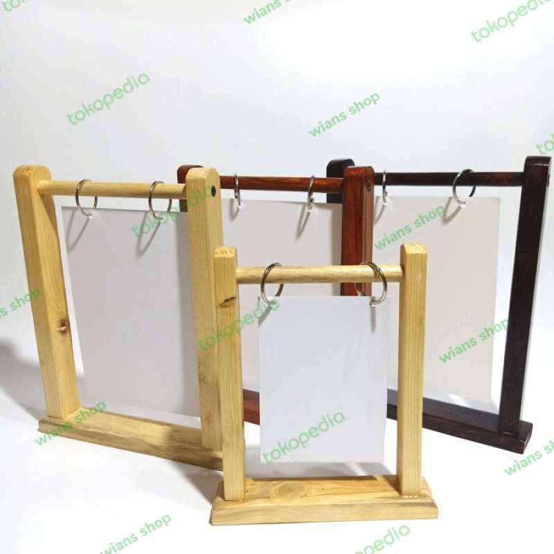 Jual Standing Menu A6 Kayu Gantung Tempat Menu Holder Meja Tent Card ...