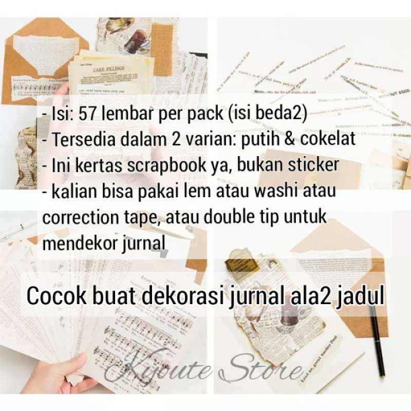 Jual 57 Lembar Kertas Dekorasi Jurnal Retro Jadul Scrapbook Bujo ...
