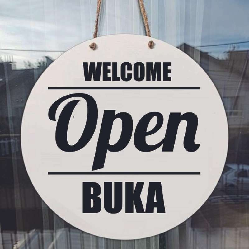 Jual Tulisan Open Closed Buka Tutup Sign Board Gantung Di Kaca Atau ...