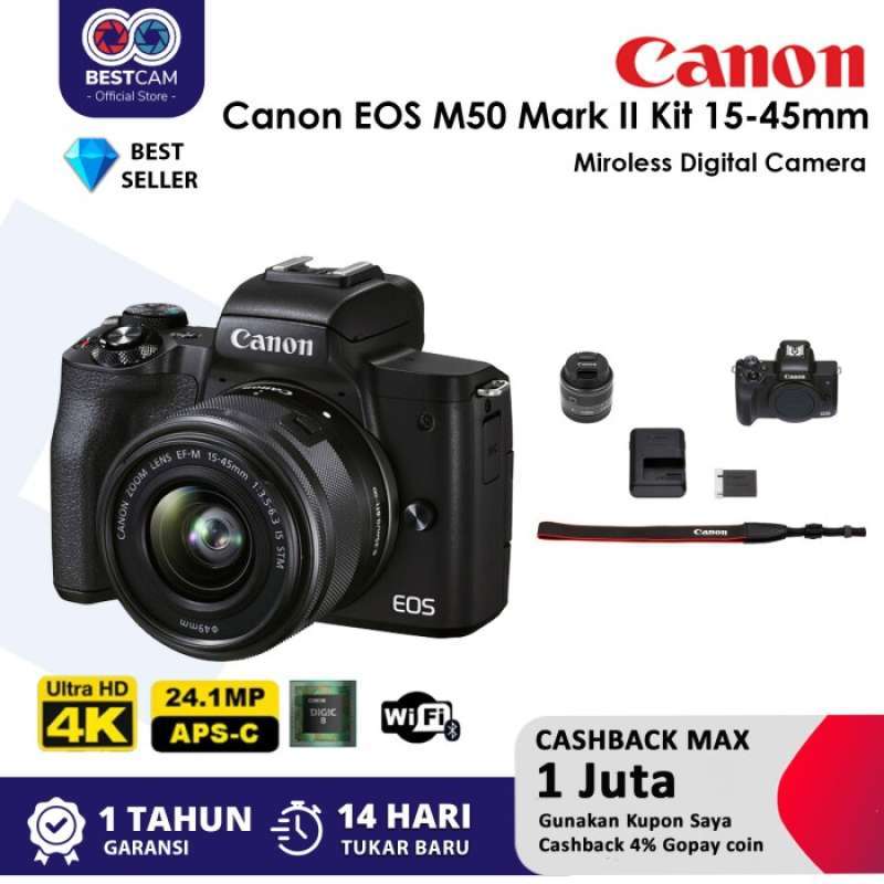 Jual Canon Eos M50 Mark Ii Kit 15-45mm Mirrorless Digital Camera Di ...