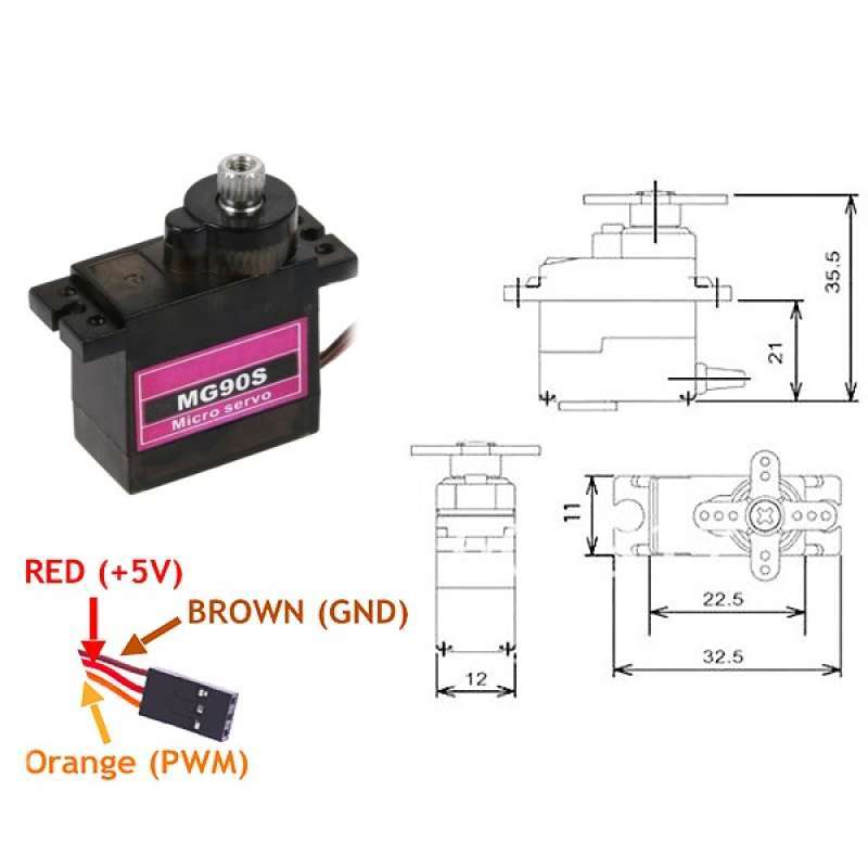 Jual Motor Servo Rc Mg90 Half Metal Gear 180 Degree Sudut Derajat ...