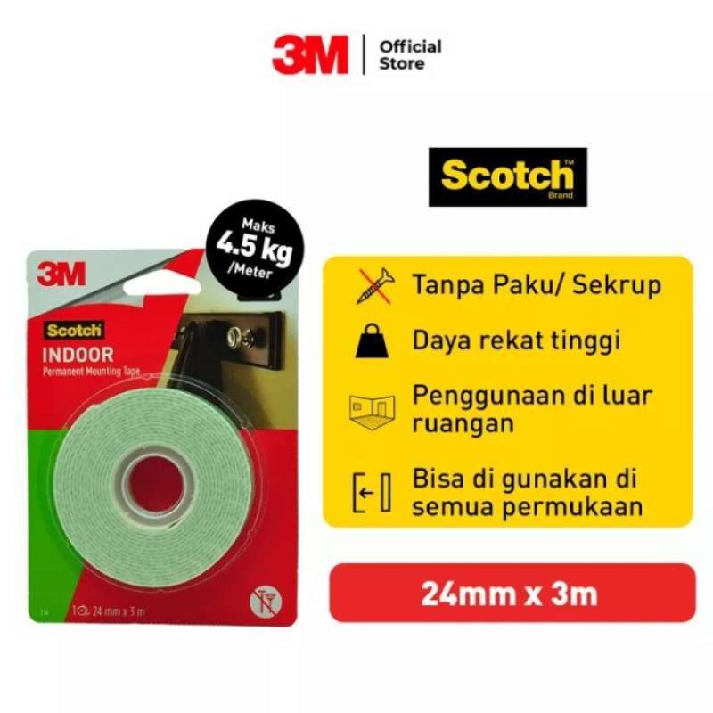 Jual Double Tape 3m Indoor Permanent Mounting 4,5kg 24 Mm X 3 M Scotch Di Seller Kingyo ...