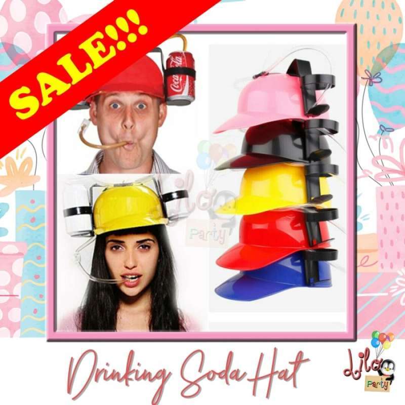 Jual Sale!!! Drinking Soda Hat Topi Holder Botol Dan Kaleng Minuman ...