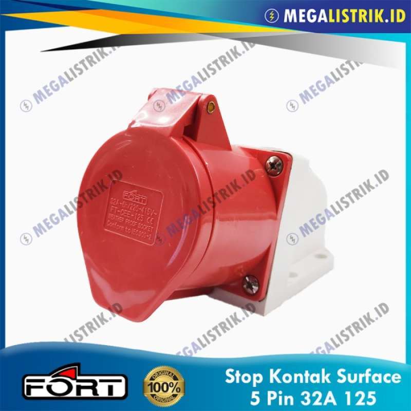 Jual Mte Fort Stop Kontak Industrial Surface 5 Pin 32a / Wall Socket ...