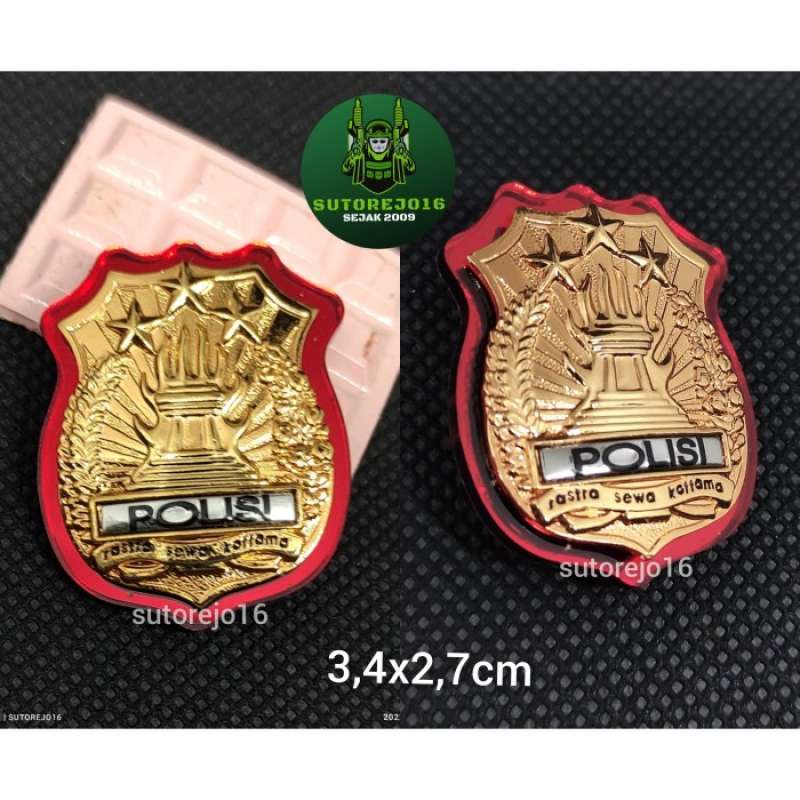 Jual Kewenangan Lencana Besar Kecil Pin Polisi Latar Merah Akrilik ...