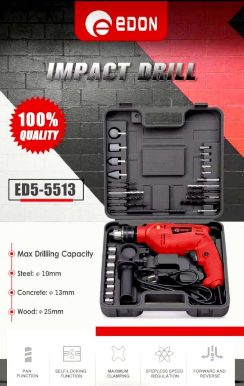 Promo Bor Set Koper Listrik Impact Drill Edon Ed5-5513 Modern Diskon 23 ...
