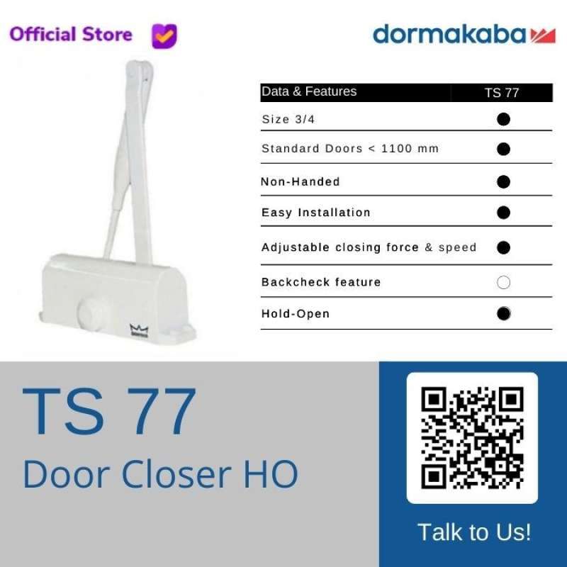 Promo Dorma Ts77 Ho White Putih Dormakaba Door Closer Ts 77 En 3 Hold ...