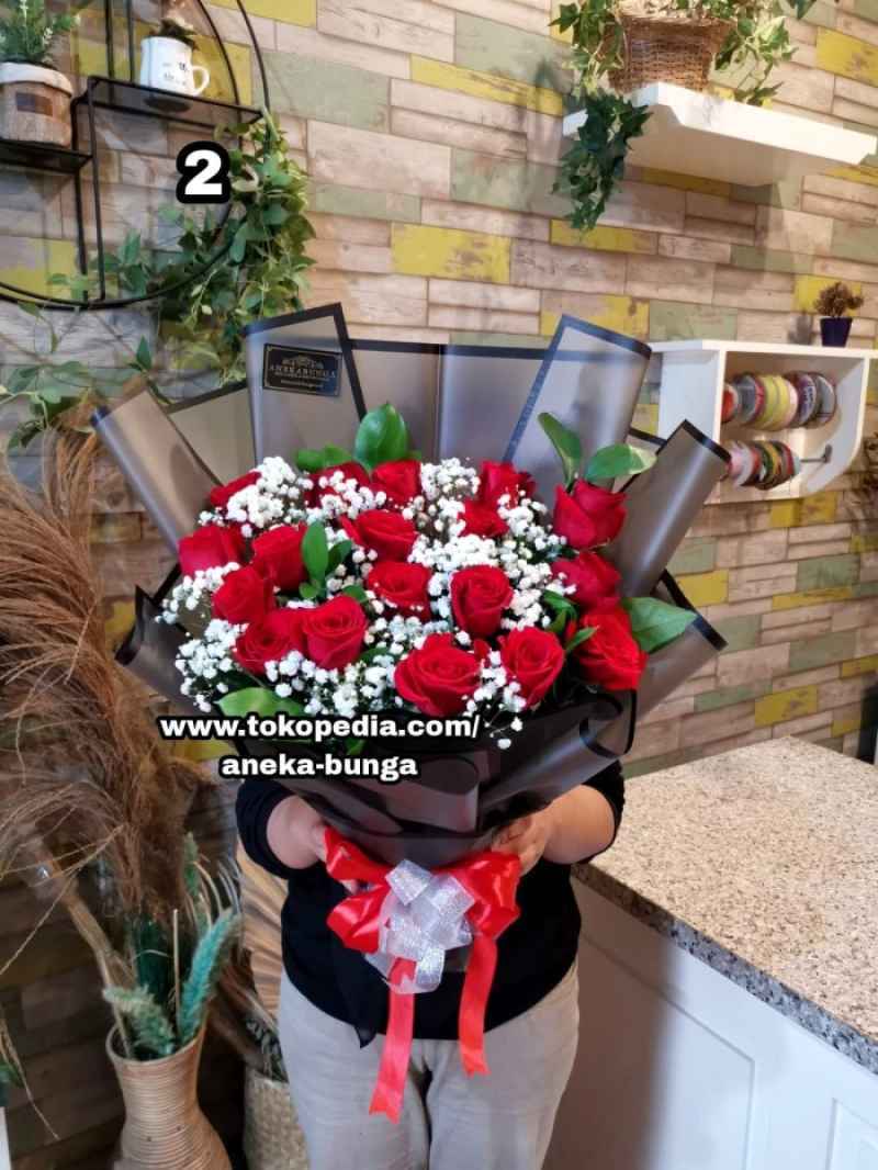 Promo Rangkaian Buket Bunga Mawar Carnation Pink Tua Muda Segar Mewah ...