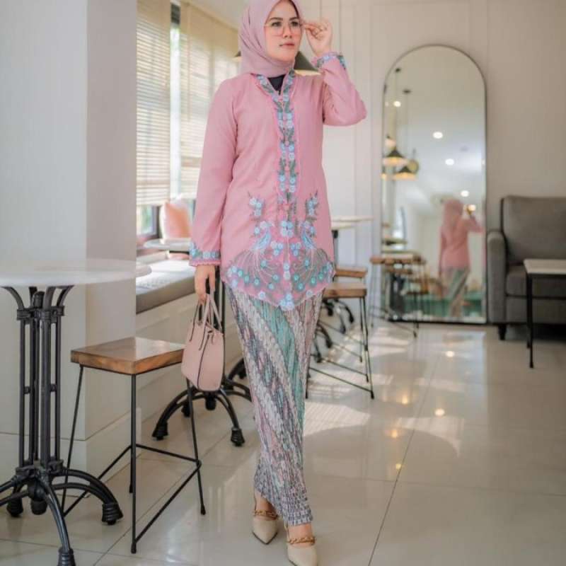 Jual Setelan Kebaya Baju Encim Bordir Size Jumbo M-5l Lengan Panjang ...