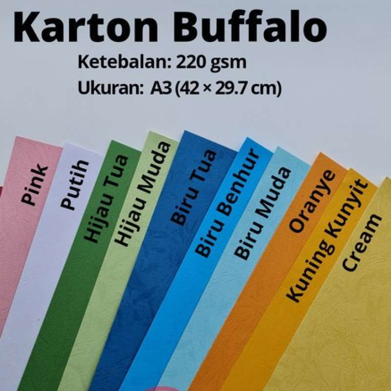 Jual Kertas Buffalo 230 Gsm Ukuran A3 42x29,7cm Hijau,merah,cream,biru ...