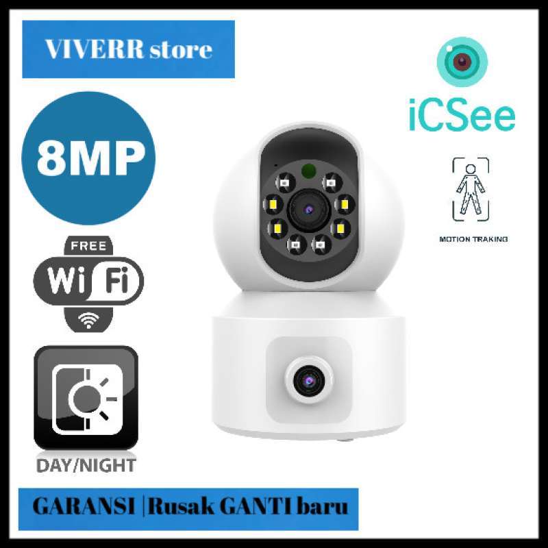 Promo [app Icsee]ipcam Cctv 4mp Dual Lens 8mp Wifi Camera Dual Screen ...