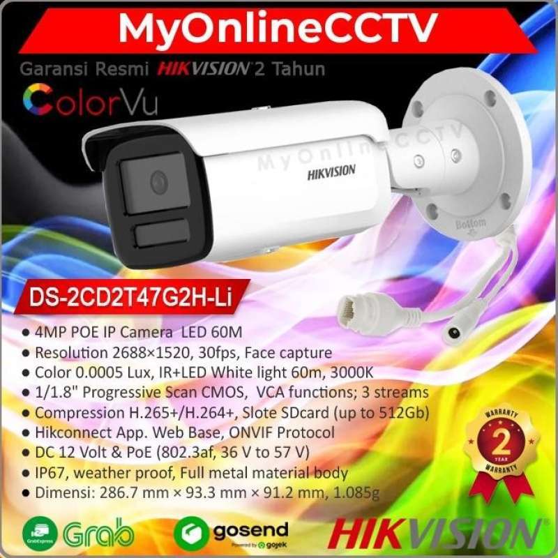 Promo Sale Ds-2cd2t47g2-li 4mp Colorvu Face Detect Ip Came Cctv Ir + Led 60m Diskon 23% Di ...