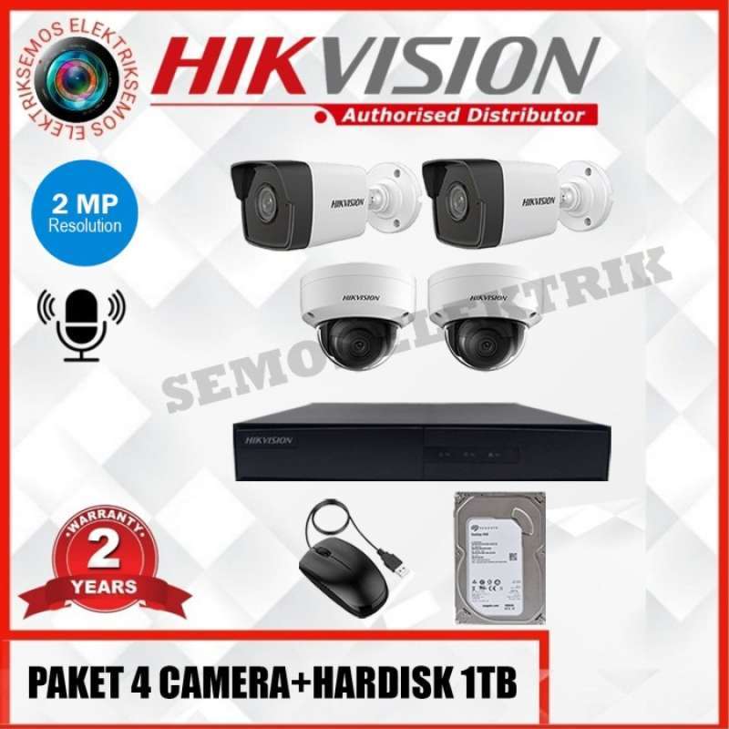 Promo Paket Ip Camera Hikvision Cctv 4 Camera Nvr 4 Channel 2mp Audio ...