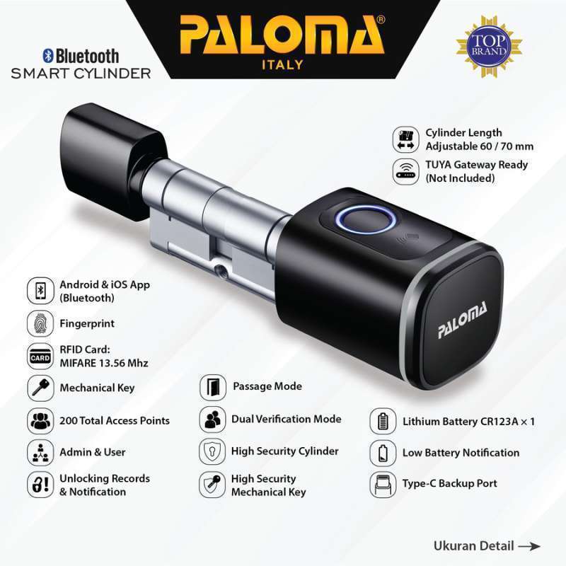 Promo Paloma Smart Cylinder Lock Kunci Pintu Silinder Digital Home Dlp ...