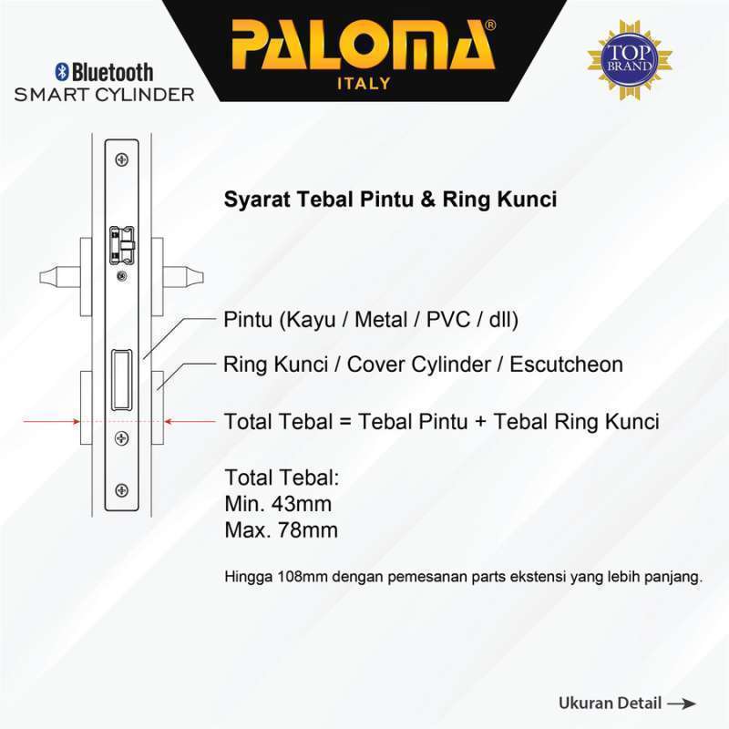 Promo Paloma Smart Cylinder Lock Kunci Pintu Silinder Digital Home Dlp 701 Diskon 52% Di Seller ...