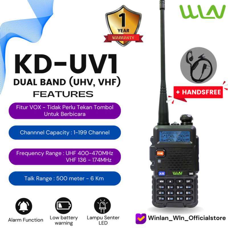 Jual Paket Standart Ht Wln Kd-uv1 Dual Band (uhf,vhf) Daya 5 Watt - Paket Fbi Di Seller Circlet ...