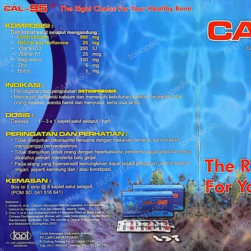 Promo Cal-95 1 Box 30 Kaplet Suplemen Kesehatan Tulang/ibu Hamil Dan ...