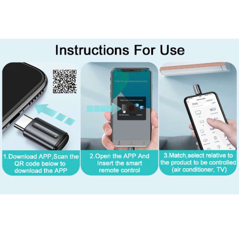 Jual Otg Ir Remote Control Infrared Hp Smartphone Type C For Tv Ac ...