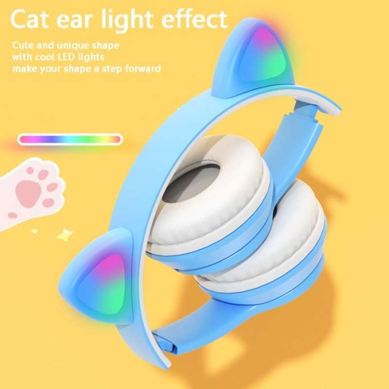 Jual Headphone Bluetooth Cat Headset Gaming Wireless Telinga Kucing Led ...