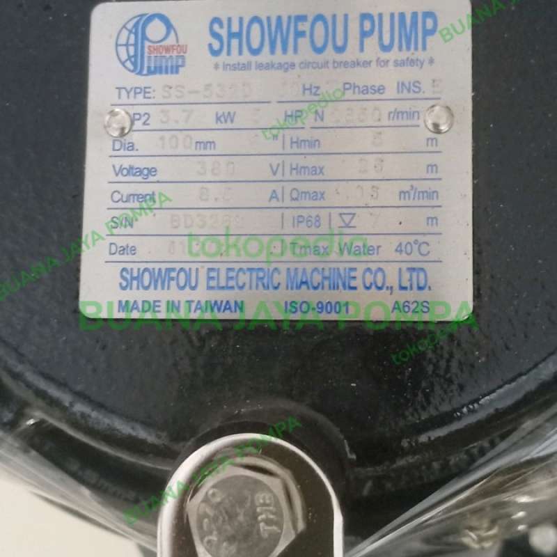 Promo Pompa Submersible 5hp 3phase Showfou Ss 532 D Mede In Taiwan ...
