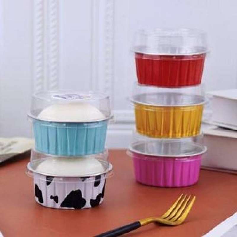 Jual 10pcs - Premium Aluminium Foil Cup Kue Korean Dessert Box Kotak ...