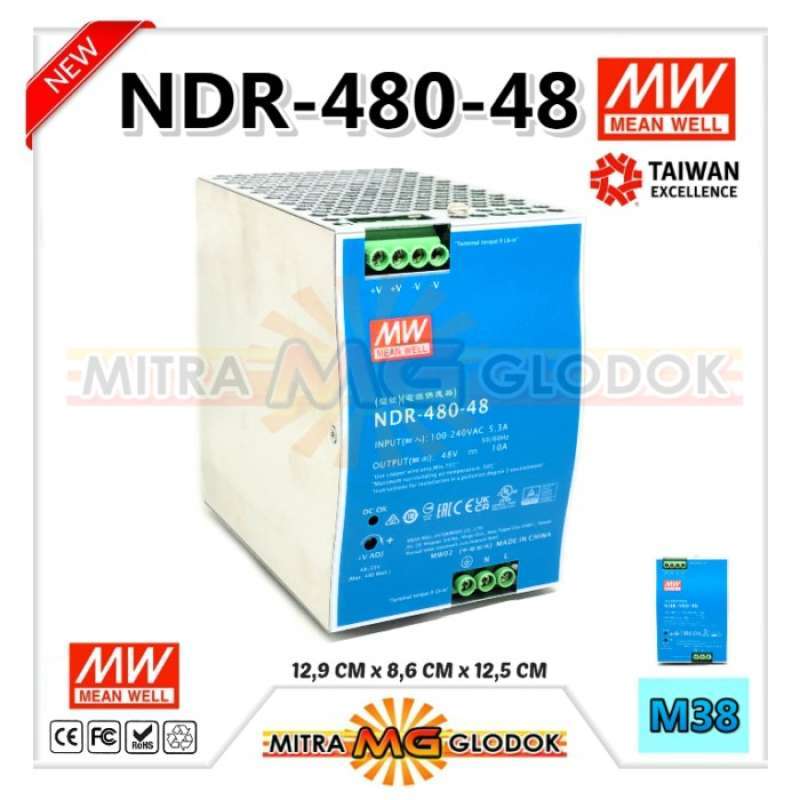 Promo Power Supply Mean Well Ndr-480-48 Meanwell Travo Dc 48v 480w ...
