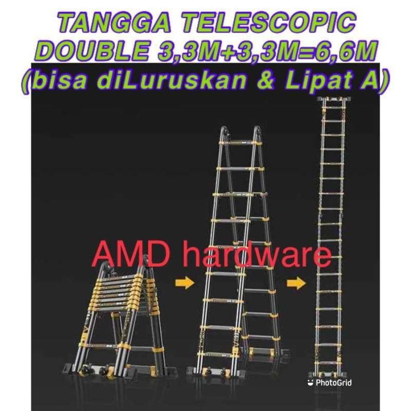 Jual Tangga Double Teleskopik Ladder Telescopic 3,3m+3.3m 6,6meter Dt ...