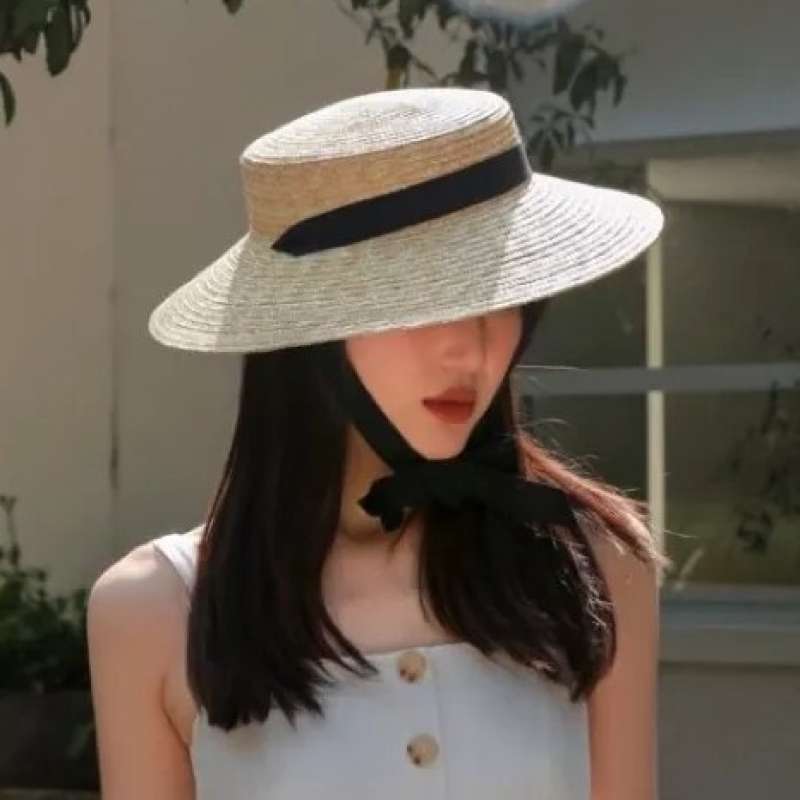 Jual Topi Pantai Jerami Pita Gelombang Korea Import / Topi Fashion Wanita Di Seller Wd_store ...