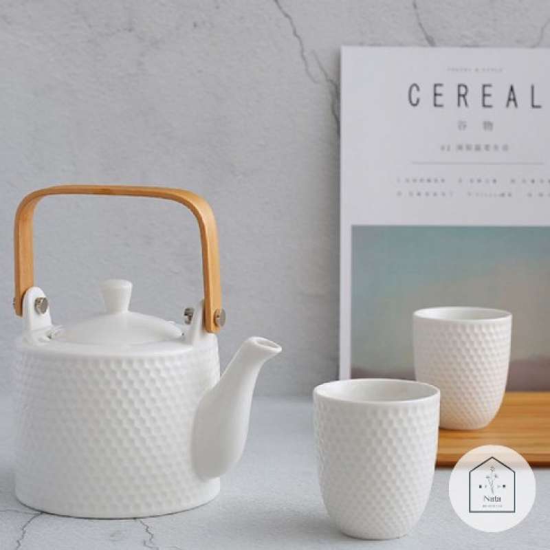 Promo Teapot Tea Pot Set Isi 3 Hitam Putih Teko Teh Keramik Nordic ...