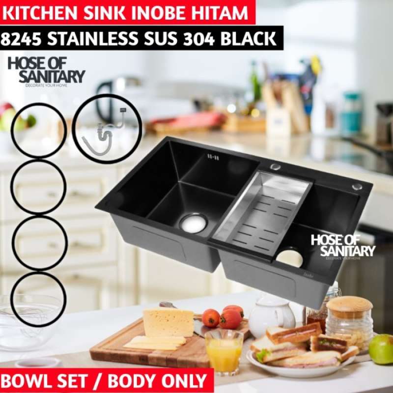 Promo Kitchen Sink Inobe 8245 Hitam Stainless Sus 304 Bak Cuci Piring ...