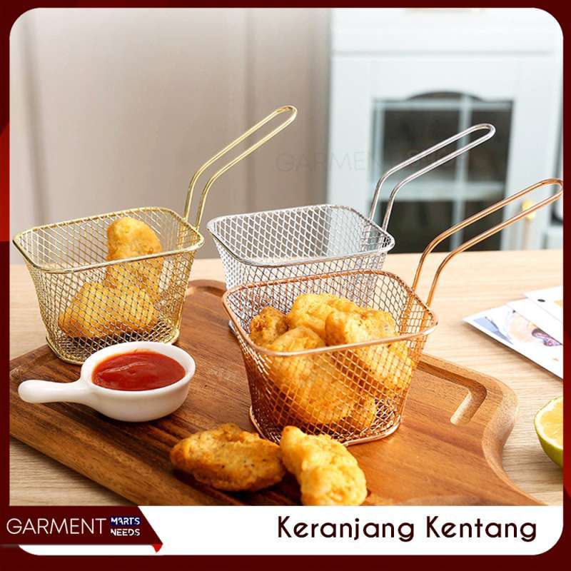 Jual Keranjang Kentang Goreng Wadah Snack Cafe Estetik Gold Silver ...