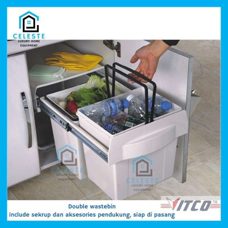 Promo Promo- Vitco Waste Bin Double White Slow Motion/tempat Sampah ...