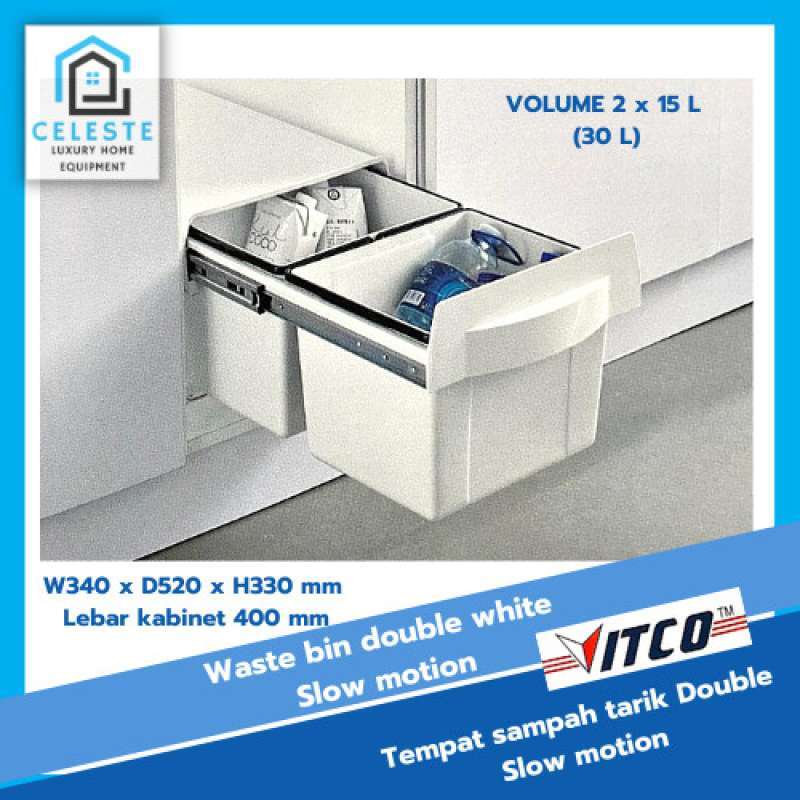 Promo Promo- Vitco Waste Bin Double White Slow Motion/tempat Sampah ...