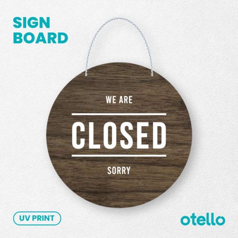 Jual Open Closed Sign Board Kayu Signage Gantung Toko Cafe Resto Buka ...