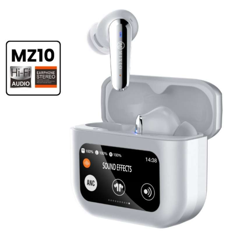 Jual Mixio Mz-10 Lcd Anc Tws Bluetooth Headset Earphone Touch Screen V5.4 Smart Screen Active ...