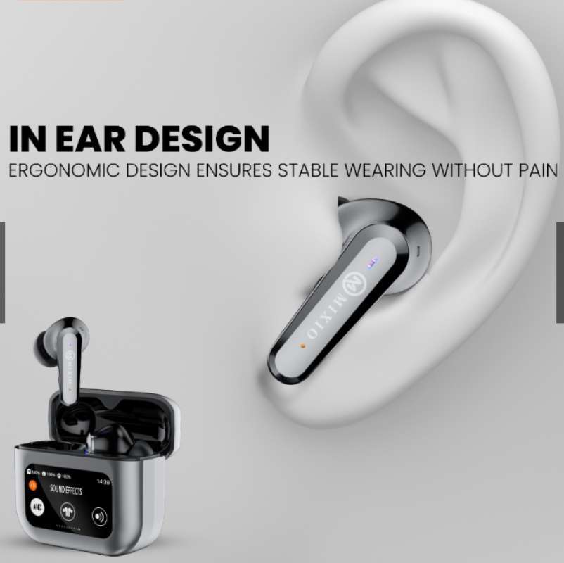 Jual Mixio Mz-10 Lcd Anc Tws Bluetooth Headset Earphone Touch Screen V5 ...