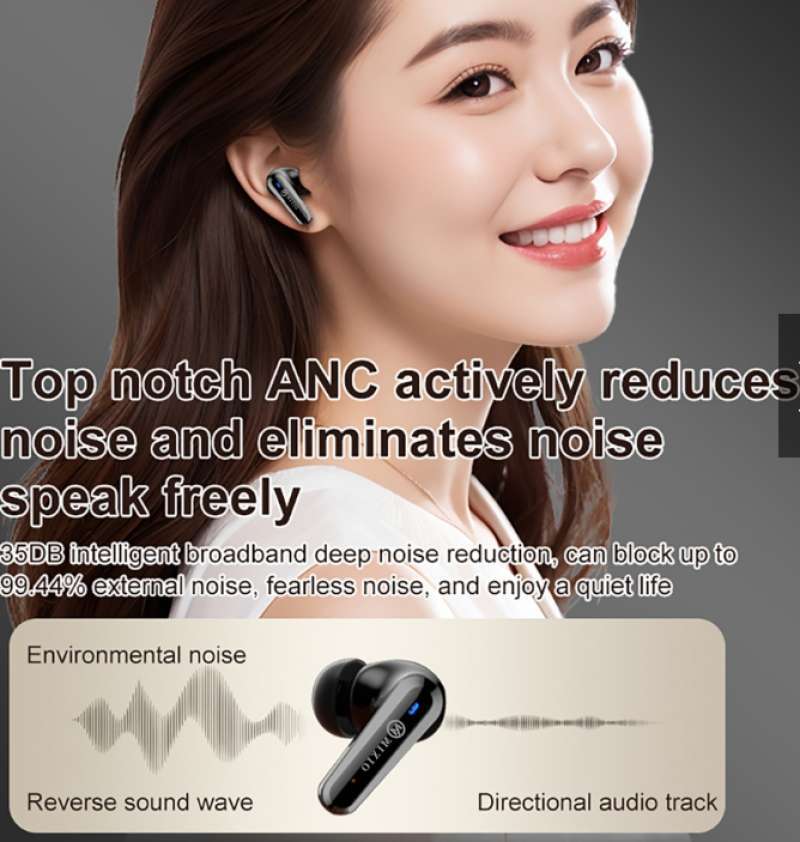 Jual Mixio Mz-10 Lcd Anc Tws Bluetooth Headset Earphone Touch Screen V5 ...