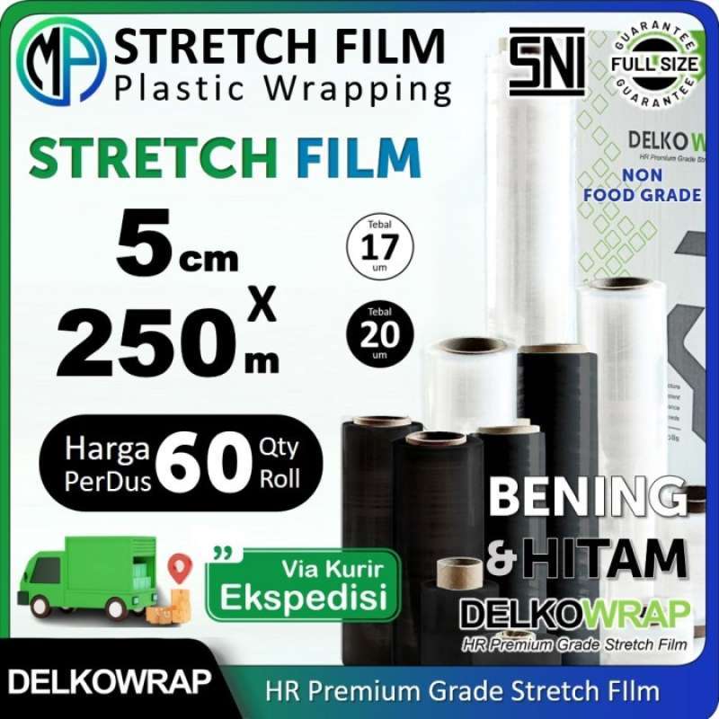 Promo Plastik Wrapping Barang Stretch Film 5cm X 250m Bening / Hitam ...
