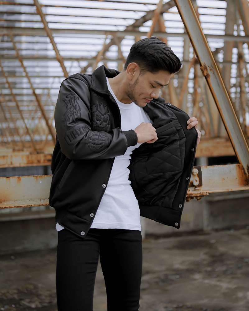 Jual Original Bgsr Jaket Keren Varsity Skull Fullblack / Jaket Pria ...