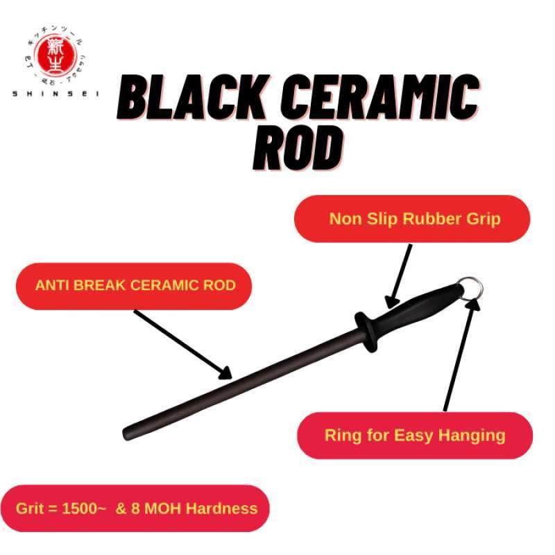 Jual Ceramic Sharpening Rod - Shinsei Black Ceramic Rod Anti Break Di ...