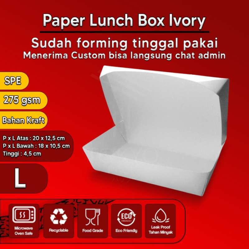 Jual Paper Lunch Box Ukuran L Besar - Kotak Makan Kertas - Tempat Makan ...