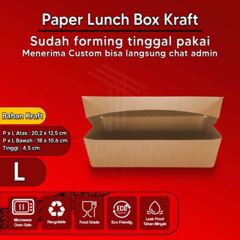 Jual Paper Lunch Box Ukuran L Besar - Kotak Makan Kertas - Tempat Makan ...