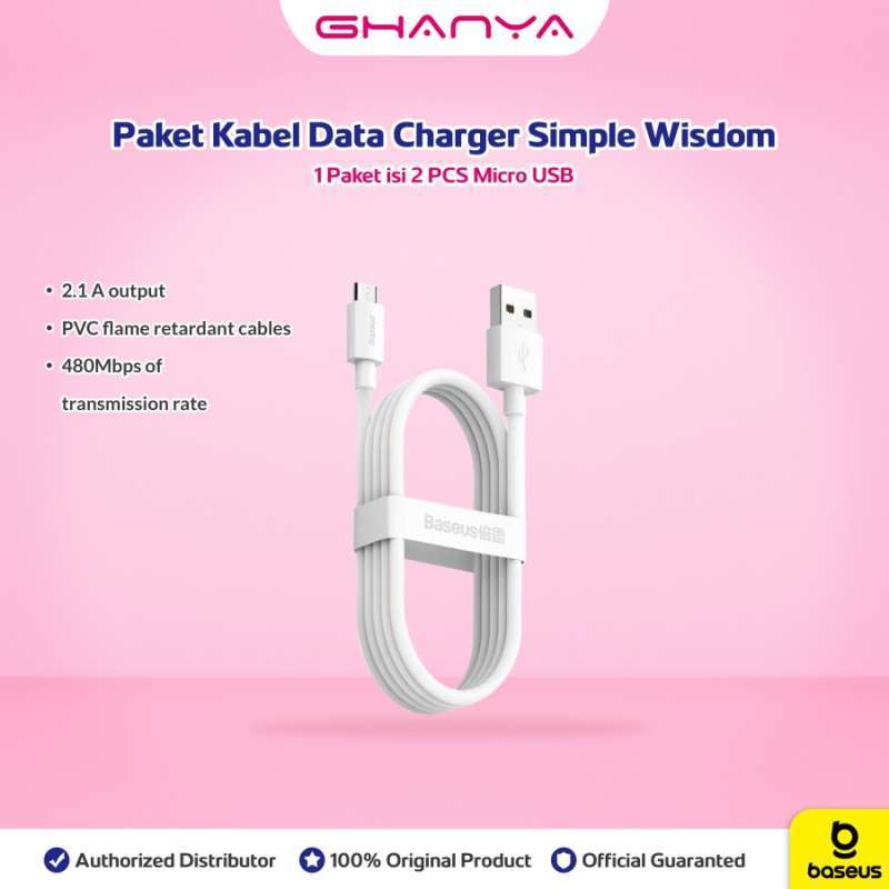 Promo Baseus Kabel Data Charger Simple Wisdom 2 Pcs Usb A To Micro Usb 2.1a 1.5 Meter Casan ...