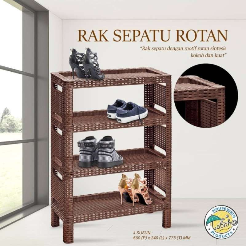 Promo Rak Sepatu Plastik Rotan Tabitha 3 Susun 4 Susun 5 Susun Diskon 2 ...