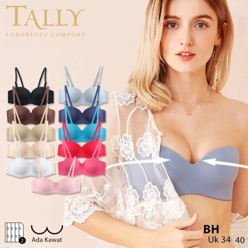 Jual Tally Bra Tanpa Kawat Nylon Busa Tipis Cup C Kait 3 Strapless Bh 1910 - Coklat Muda 40 Di ...