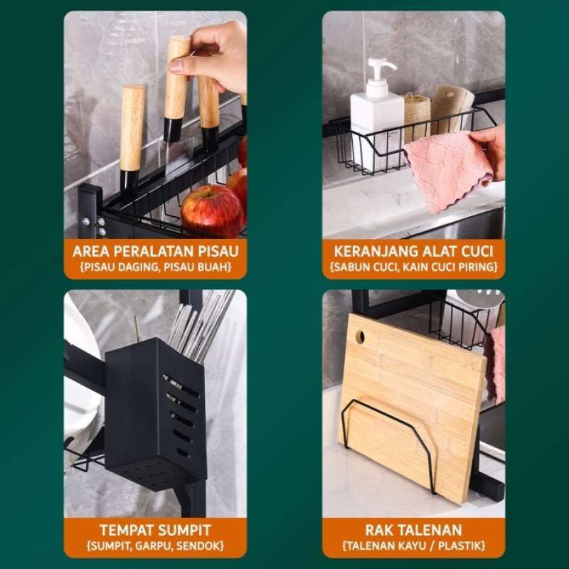 Jual Rak Piring Wastafel Stainless Steel/rak Dapur Kokoh Kuat - 95full ...